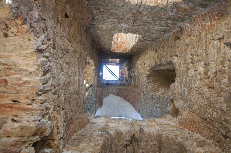 Rustic Echoes: the Inner Passage of Timeworn Stone Walls Stock Photo ...
