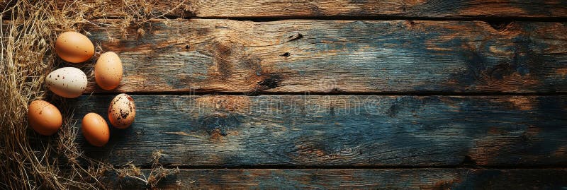 Rustic Eggs on Wooden Table with Natural Light Stock Photo - Image of ...