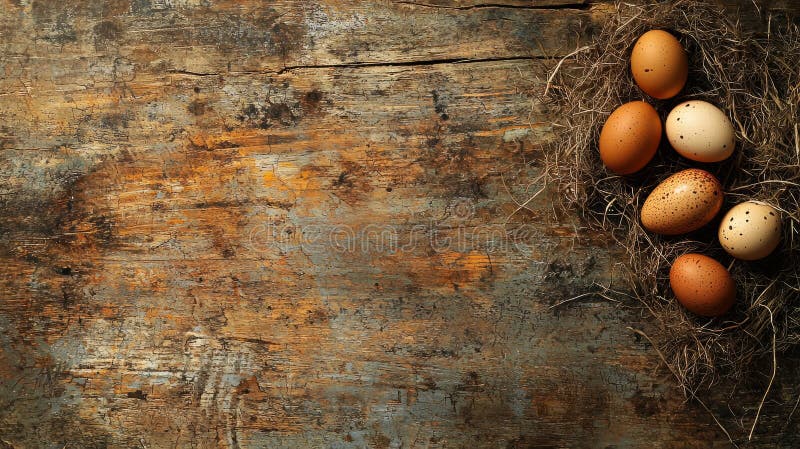 Rustic Eggs on Wooden Table with Natural Light Stock Photo - Image of ...