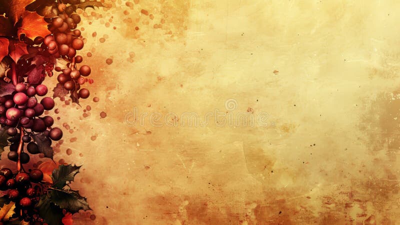 Rustic Elegance, Autumn Grapevine Border on Vintage Background ...