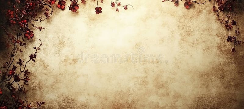 Rustic Elegance Delicate Floral Frame on Vintage Parchment Background ...
