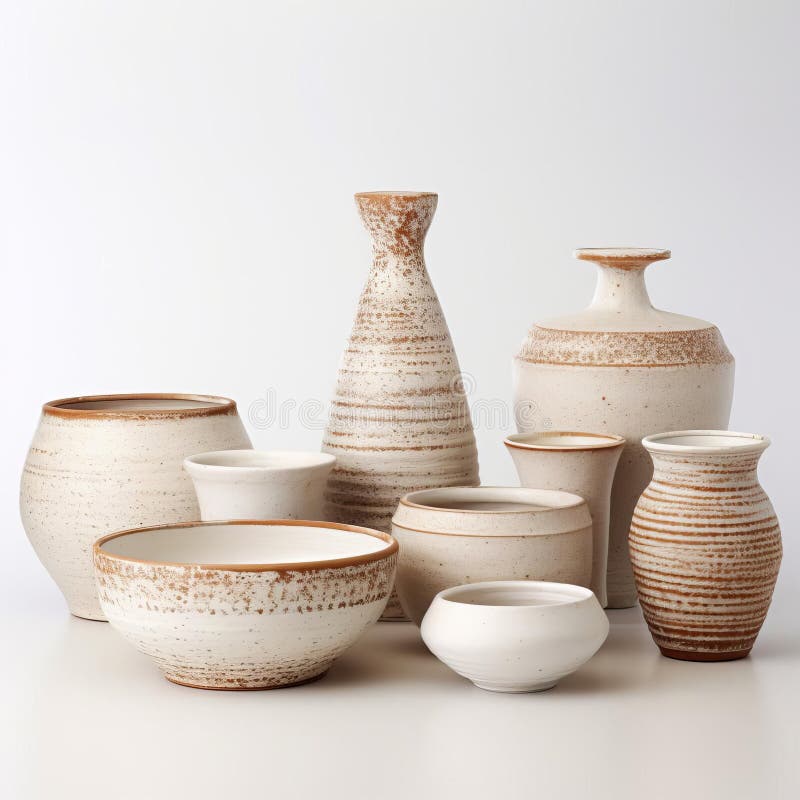 Rustic Elegance: Diverse Ceramics with Earthy Brown Accents Stock ...