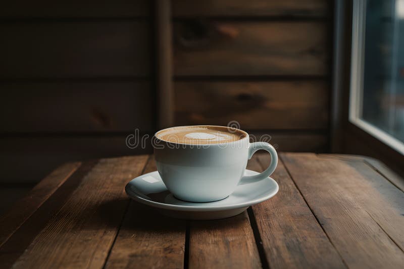Rustic Elegance Empty Coffee Cup on Wooden Table Stock Illustration ...