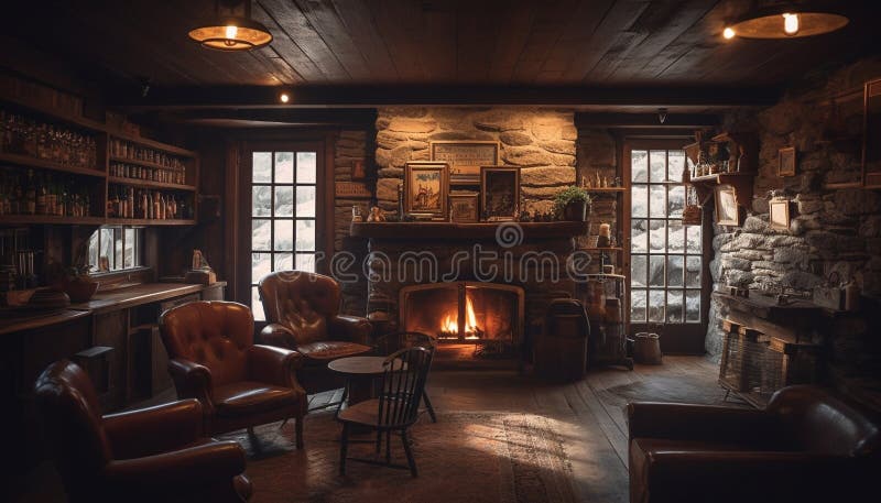 Rustic Elegance Illuminates Old Fashioned Library with Antique Decor ...