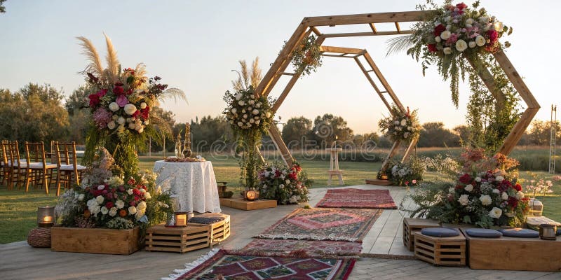 Rustic Elegance Meets Modern Flair a Stunning Wedding Ceremony Stage ...