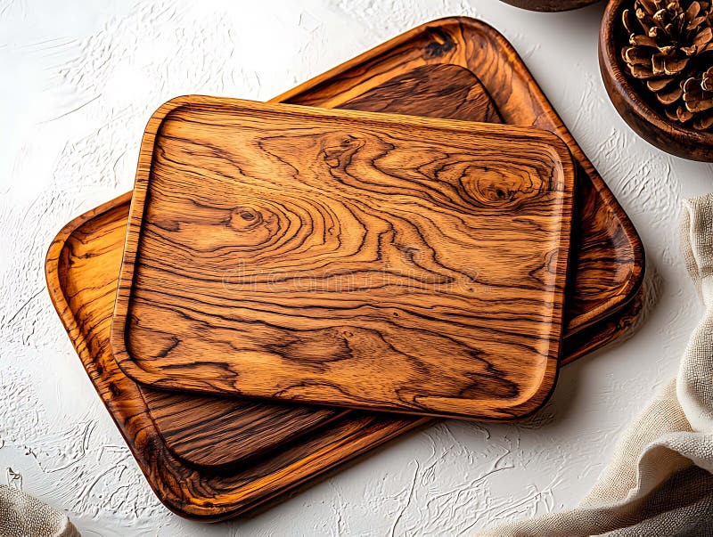 Rustic Elegance Meets Modern Simplicity. Two Rich, Dark Wood Serving ...