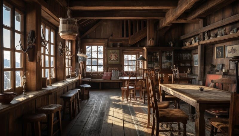 Rustic Elegance in Old Fashioned Library with Antique Bookshelf and ...