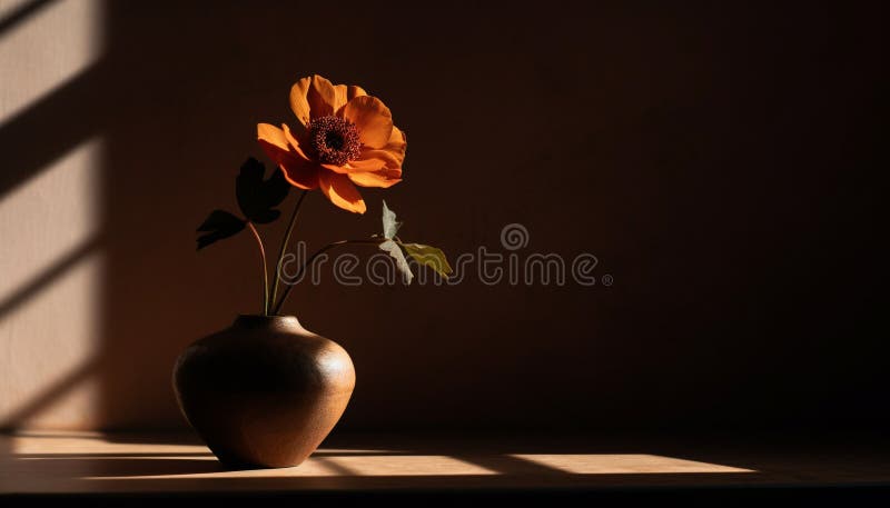 Rustic Elegance Single Flower in Old Vase Generated by AI Stock ...