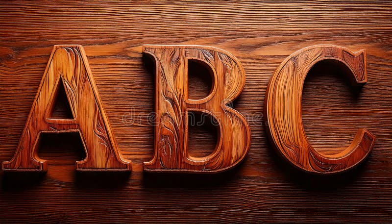 Rustic Elegance Wooden ABC Typography on Textured Background Stock ...