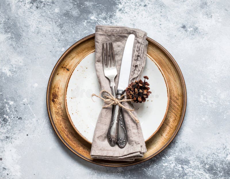 Rustic Elegant Table Setting with Neutral Colors Stock Illustration ...