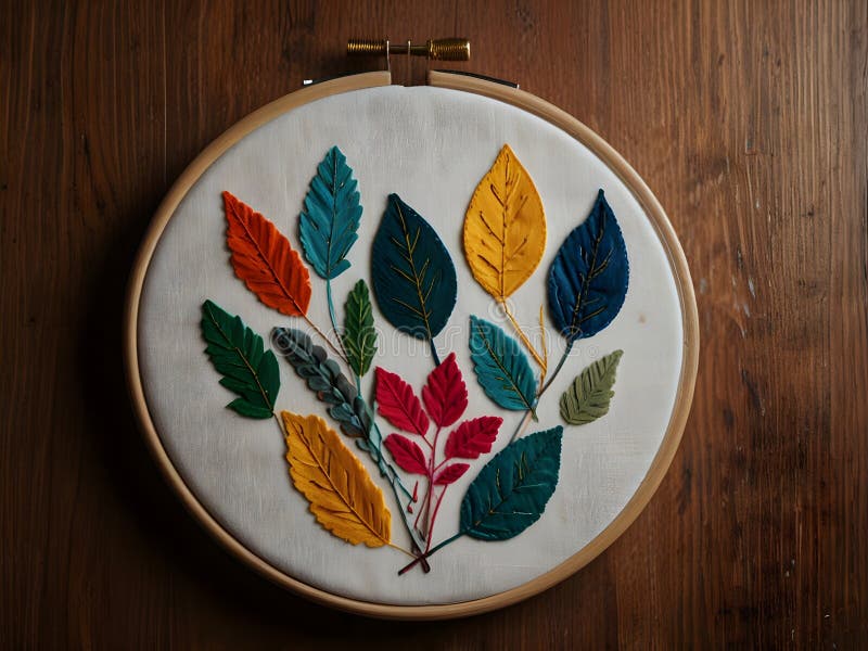 Embroidery Hoop Art on Wood with Botanical Designs Stock Illustration ...