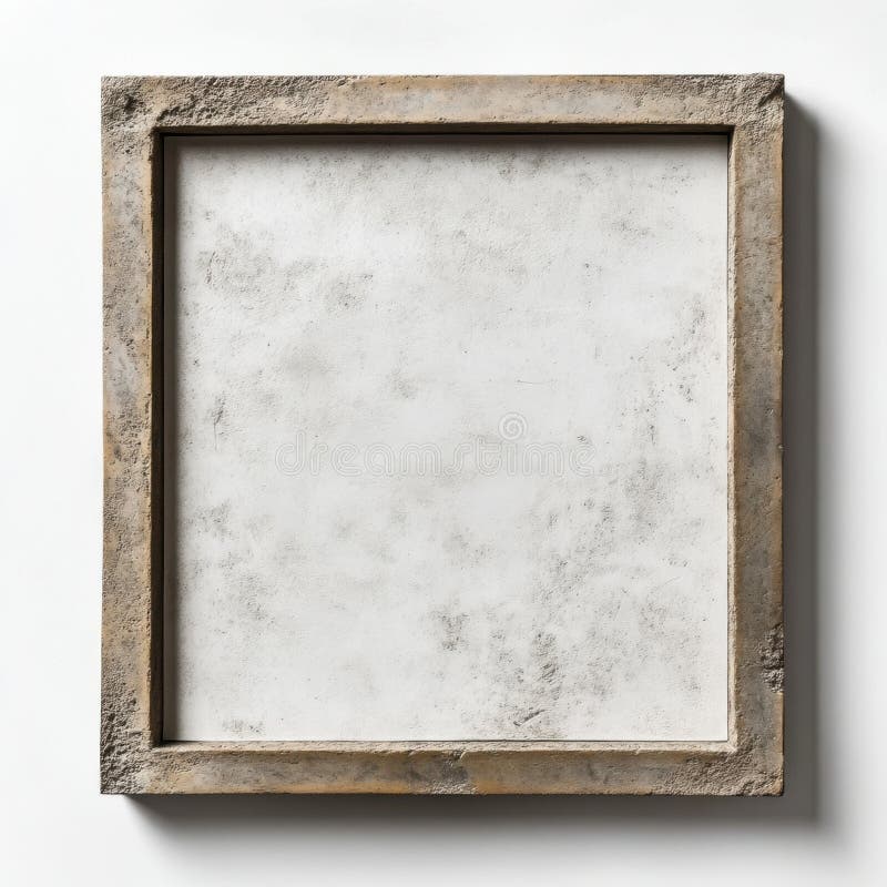 Rustic Empty Square Frame with Aged Texture on Plain White Background ...