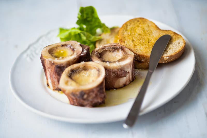Rustic English Bone Marrow Toast Stock Image - Image of rustic, cooked ...