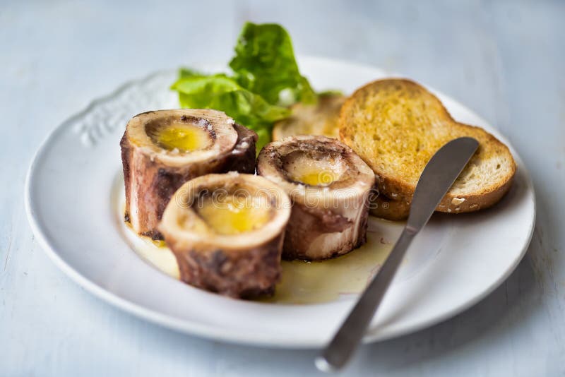 Rustic English Bone Marrow Toast Stock Image - Image of rustic, toast ...