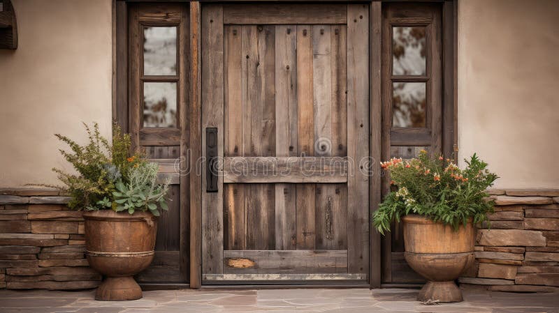 Rustic entry doors stock illustration. Illustration of front - 372958304