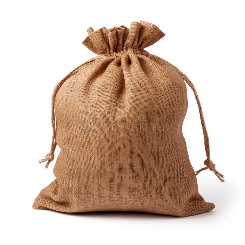 Rustic Fabric Drawstring Bag with Natural Earthy Tone Sack Stock ...