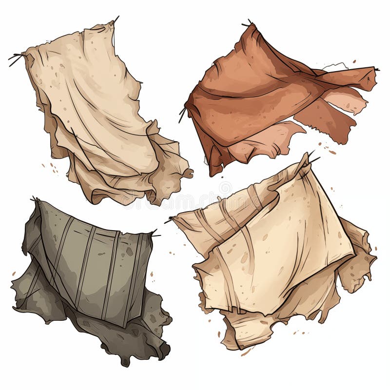 Rustic Fabric Swatches in Different Textures and Colors on a White ...