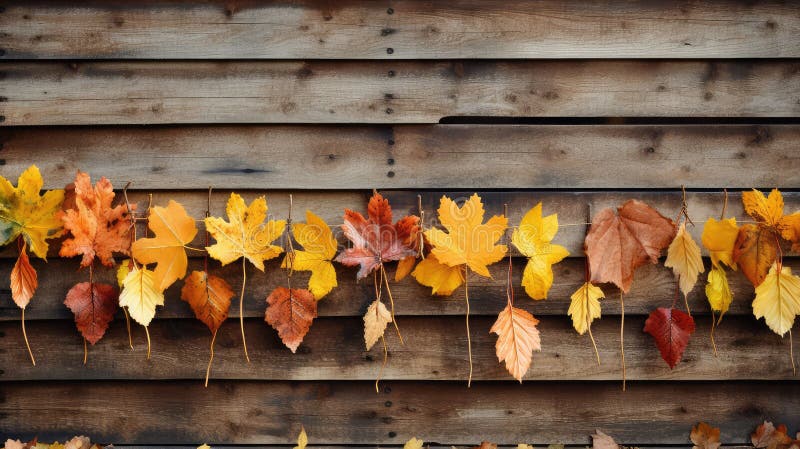 Rustic Fall Leaves on a String Stock Illustration - Illustration of ...