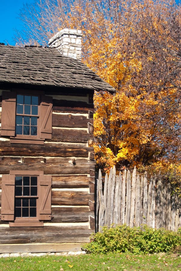 Rustic Log Cabin in Winter stock photo. Image of park - 36675924