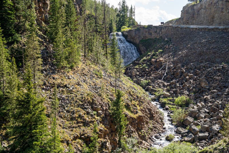 Rustic Falls from the Gibbon River in Yellowstone National Park Stock ...