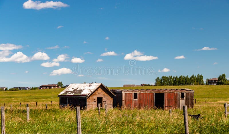 Rustic Farm Buildings in a Field. Rockyview County, Alberta, Canada ...