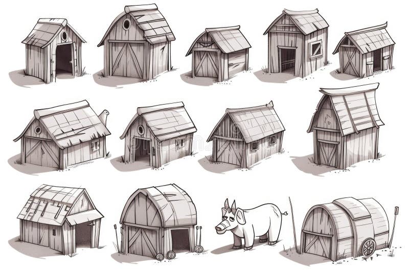 Rustic Farm Buildings with Multiple Structures and Equipment Stock ...