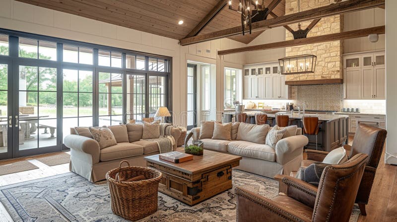 Rustic Farmhouse Interior the Clean . Generative Ai Stock Illustration ...