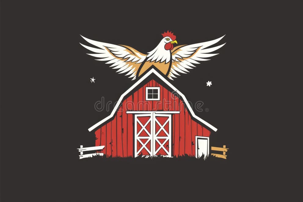 A Rustic Farmhouse with a Rooster Sitting on the Rooftop Stock Photo ...