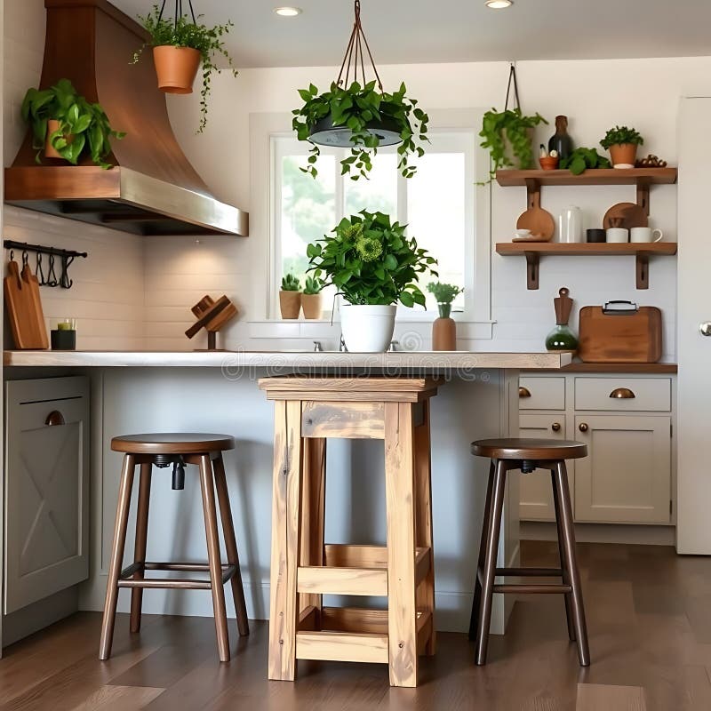 A Rustic Farmhouse Style Bar Stool Made from Reclaimed Wood Set in a ...