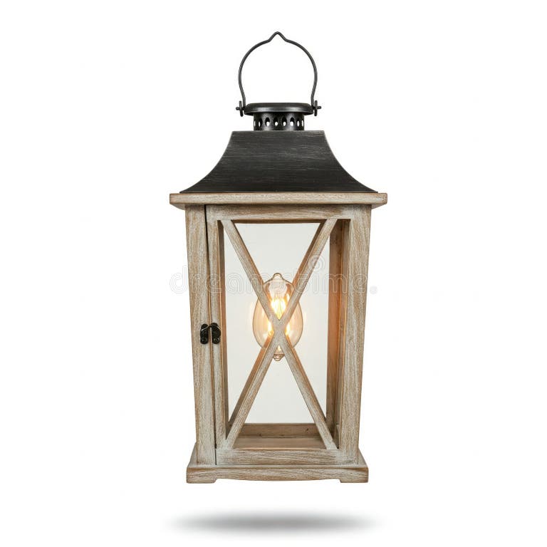 Rustic Farmhouse-style Lantern, Front-facing Stock Image - Illustration ...