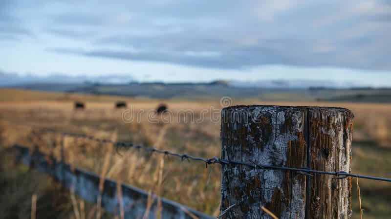 Rustic Fence Post Countryside Field Cattle Distance Stock Photos - Free ...