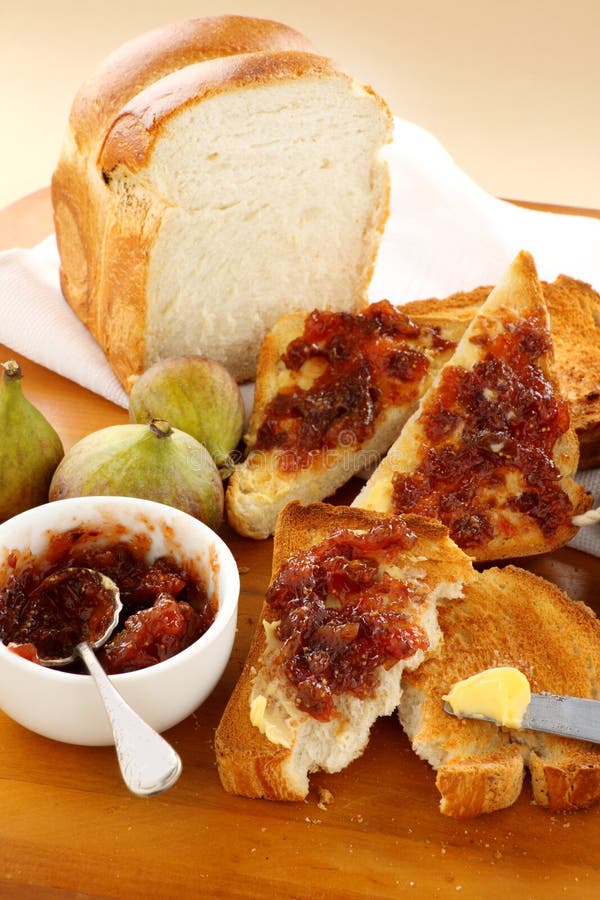 Rustic Fig Jam and Bread stock image. Image of napkin - 19215173