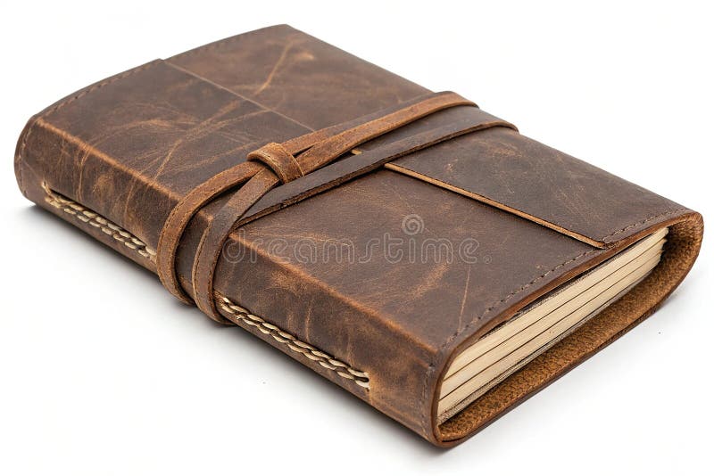 Rustic Finished Leather Journal Isolated on White Background. a Rustic ...
