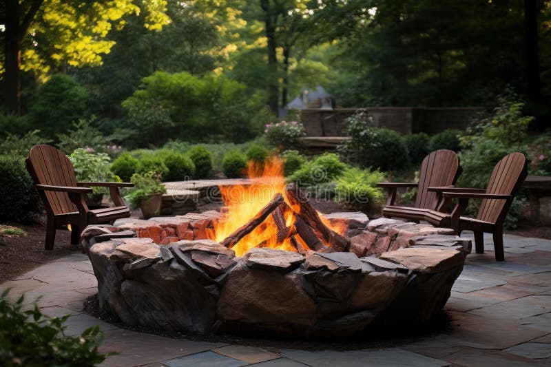 Rustic Fire Pit Outdoor. Generate Ai Stock Photo - Image of building ...