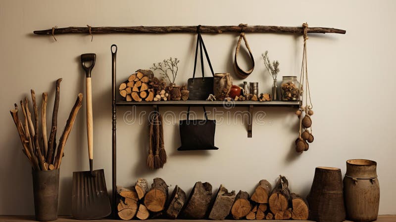 Cozy Fireplace Tools Picture Frame Leaning Against Wall Decor Stock ...