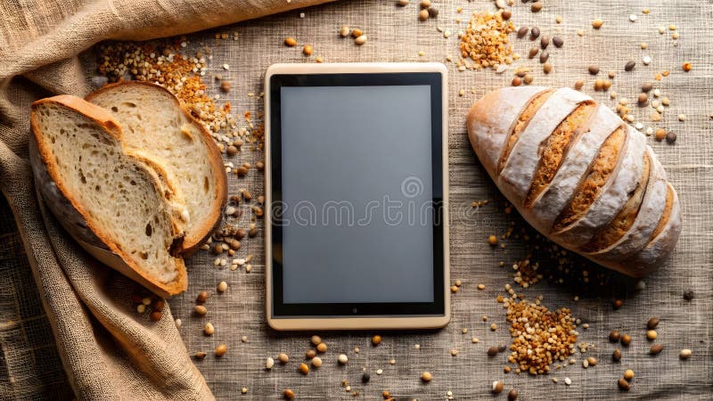 Artisan Bread and Tablet stock illustration. Illustration of color ...