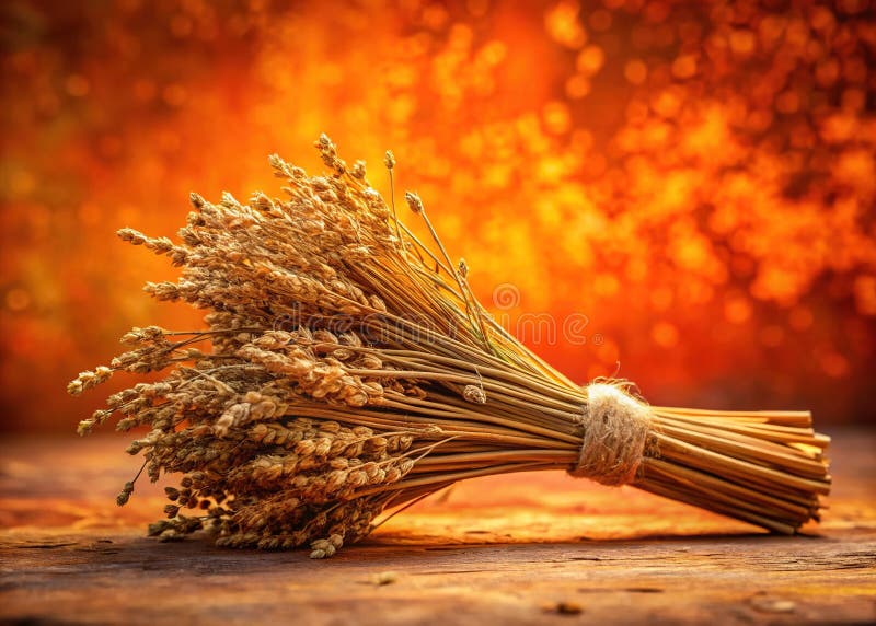 Rustic Flax Bundle on Vibrant Orange Background a Vintage ...