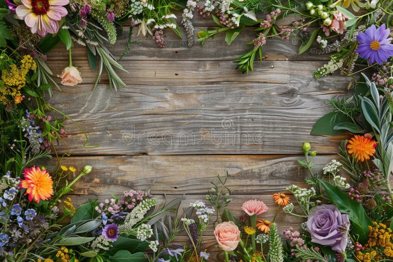 A Rustic Floral Banner with an Empty Space for Design Elements Stock ...