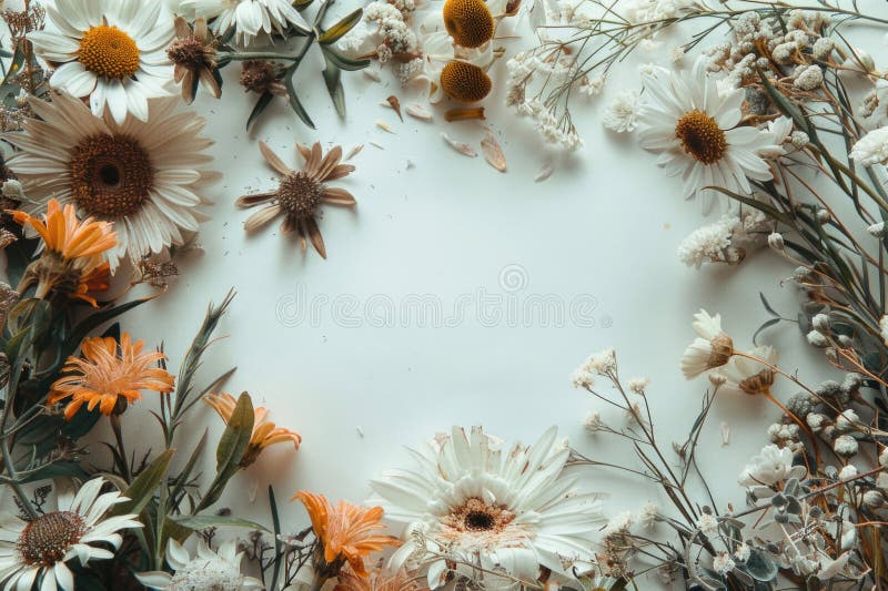 A Rustic Floral Banner with an Empty Space for Design Elements Stock ...