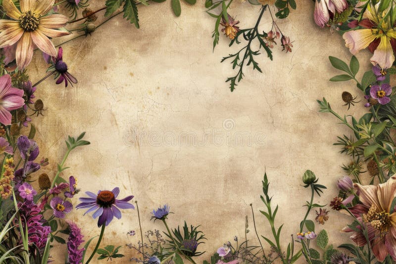 A Rustic Floral Banner with an Empty Space for Design Elements Stock ...