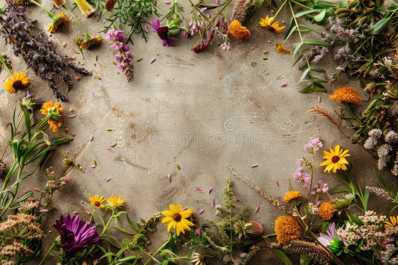 A Rustic Floral Banner with an Empty Space for Design Elements Stock ...