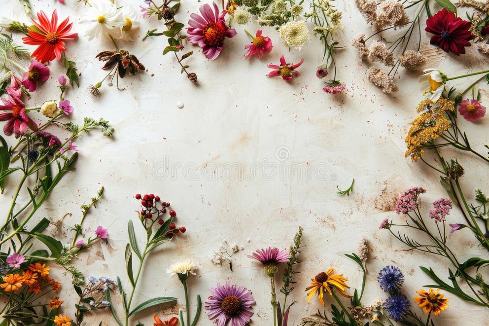 A Rustic Floral Banner with an Empty Space for Design Elements Stock ...