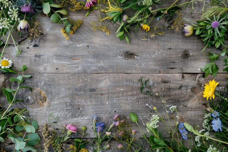 A Rustic Floral Banner with an Empty Space for Design Elements Stock ...