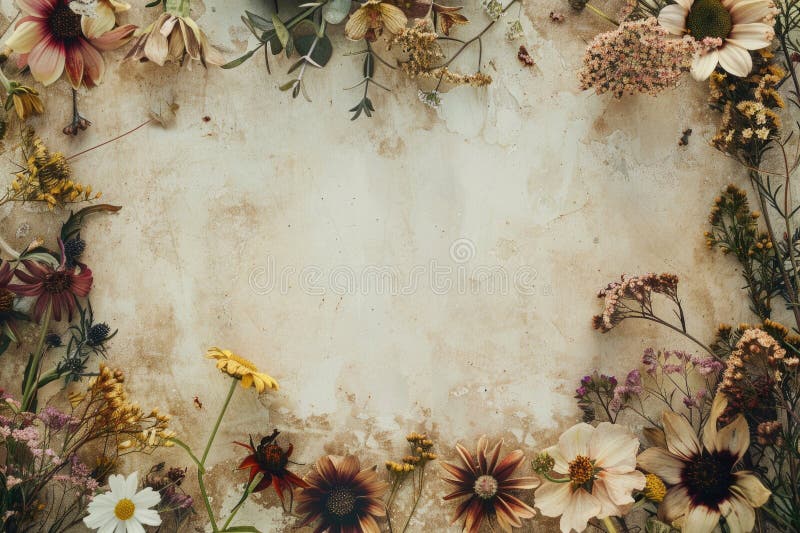 A Rustic Floral Banner with an Empty Space for Design Elements Stock ...