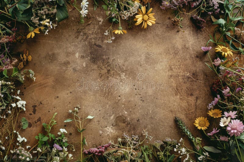 A Rustic Floral Banner with an Empty Space for Design Elements Stock ...