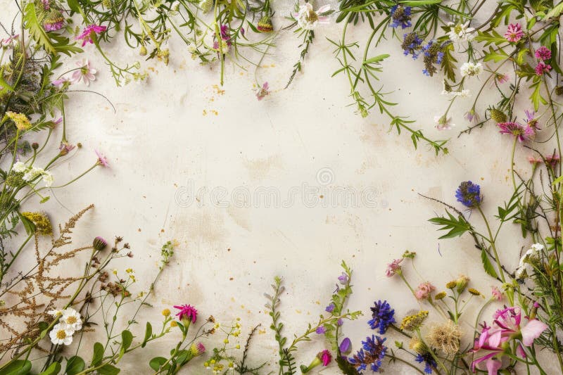 A Rustic Floral Banner with an Empty Space for Design Elements Stock ...