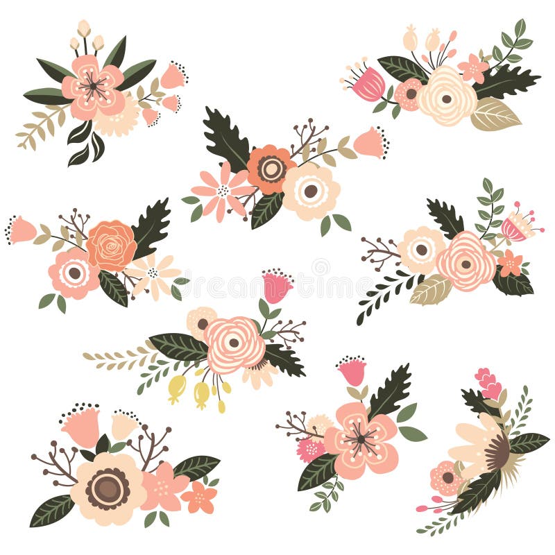 Rustic Floral Banners Elements Stock Vector - Illustration of classic ...