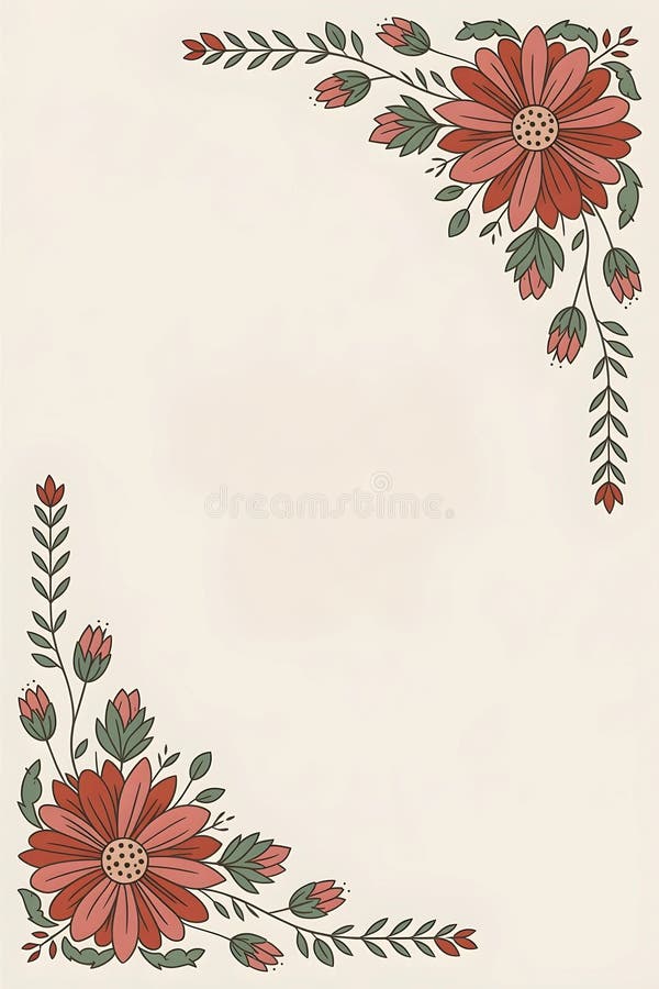 Rustic Floral Corner Template with Light Background Stock Illustration ...