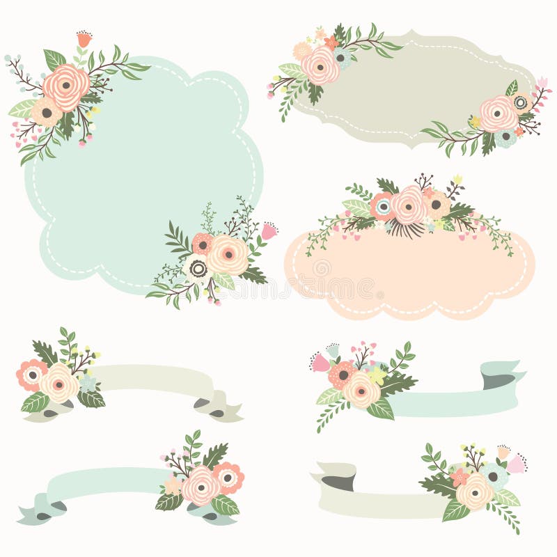 Rustic Floral Frame Elements Stock Vector - Illustration of leaf ...