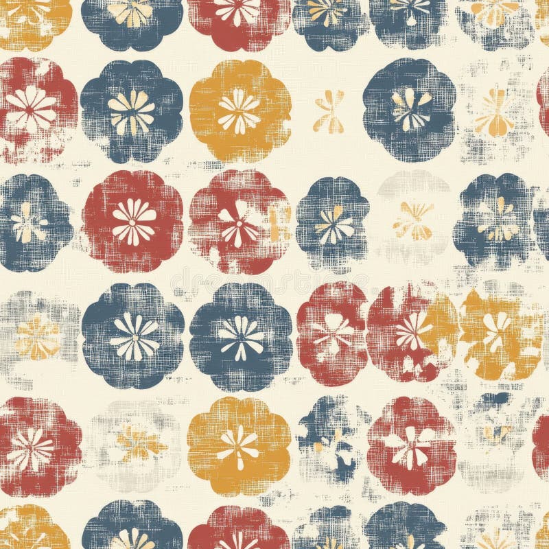 Rustic Floral Pattern: Vintage Textured Flowers Wallpaper Design Stock ...